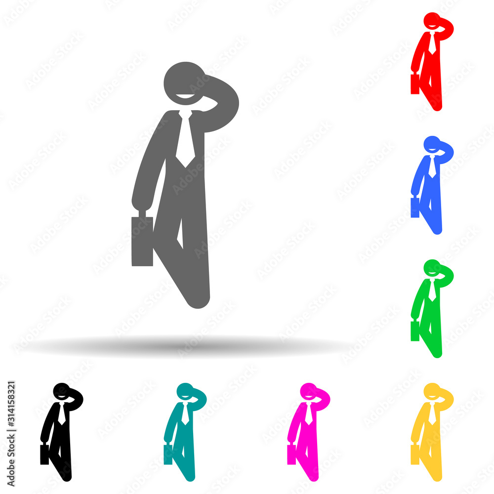 Businessman, relax, chilling multi color style icon. Simple glyph, flat ...