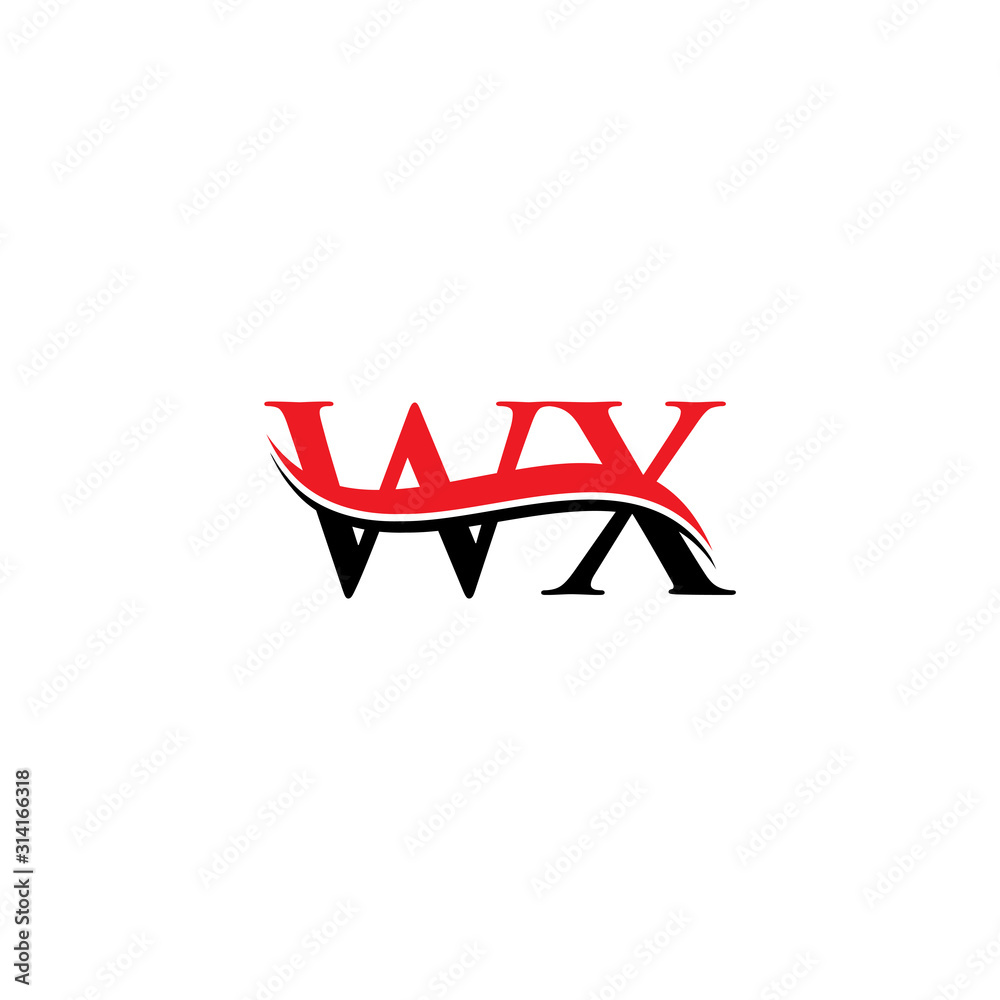 Initial WX Letter Linked Logo. Creative Letter WX Logo Vector With Red ...