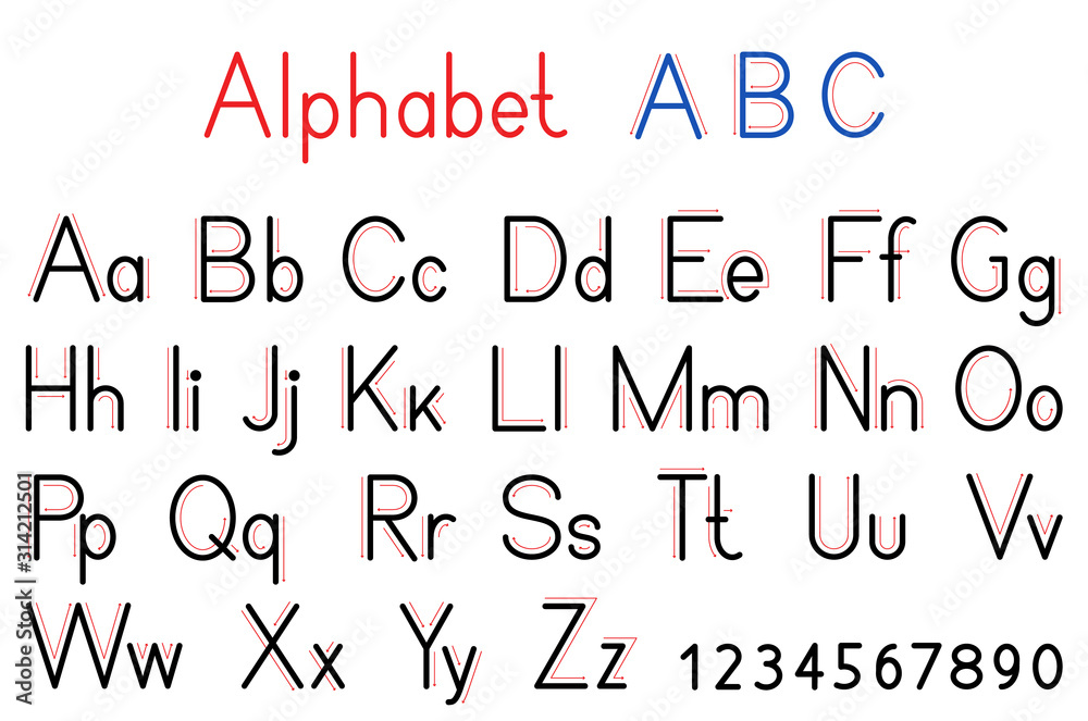 English alphabet letters and numbers. Capital and lowercase letter abc ...