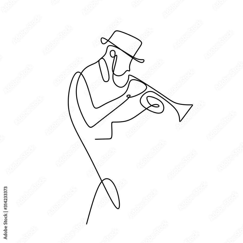 continuous line drawing of jazz music. Stock Vector | Adobe Stock