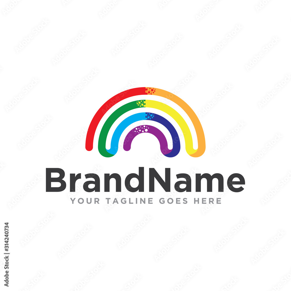 Rainbow logo icon vector. Beautiful rainbow logo template. Stock Vector ...