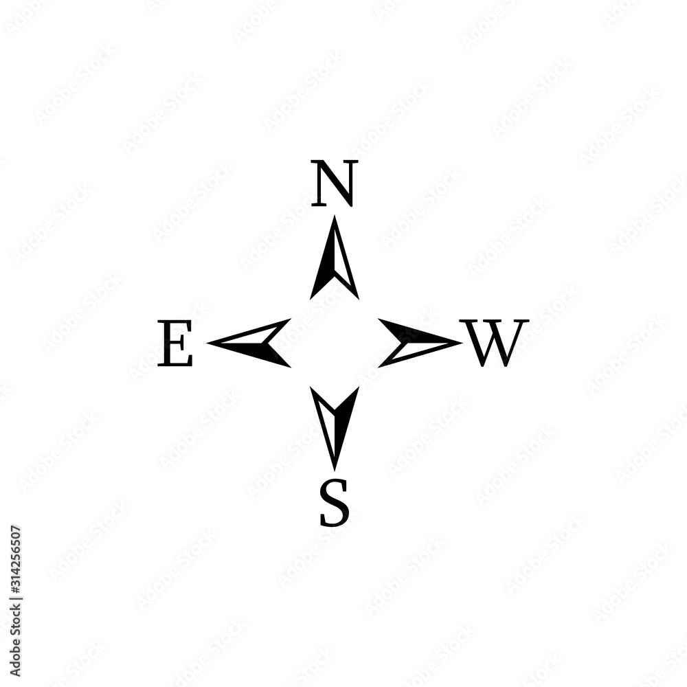 Compass directions icon. North, south, east and west, vector ...