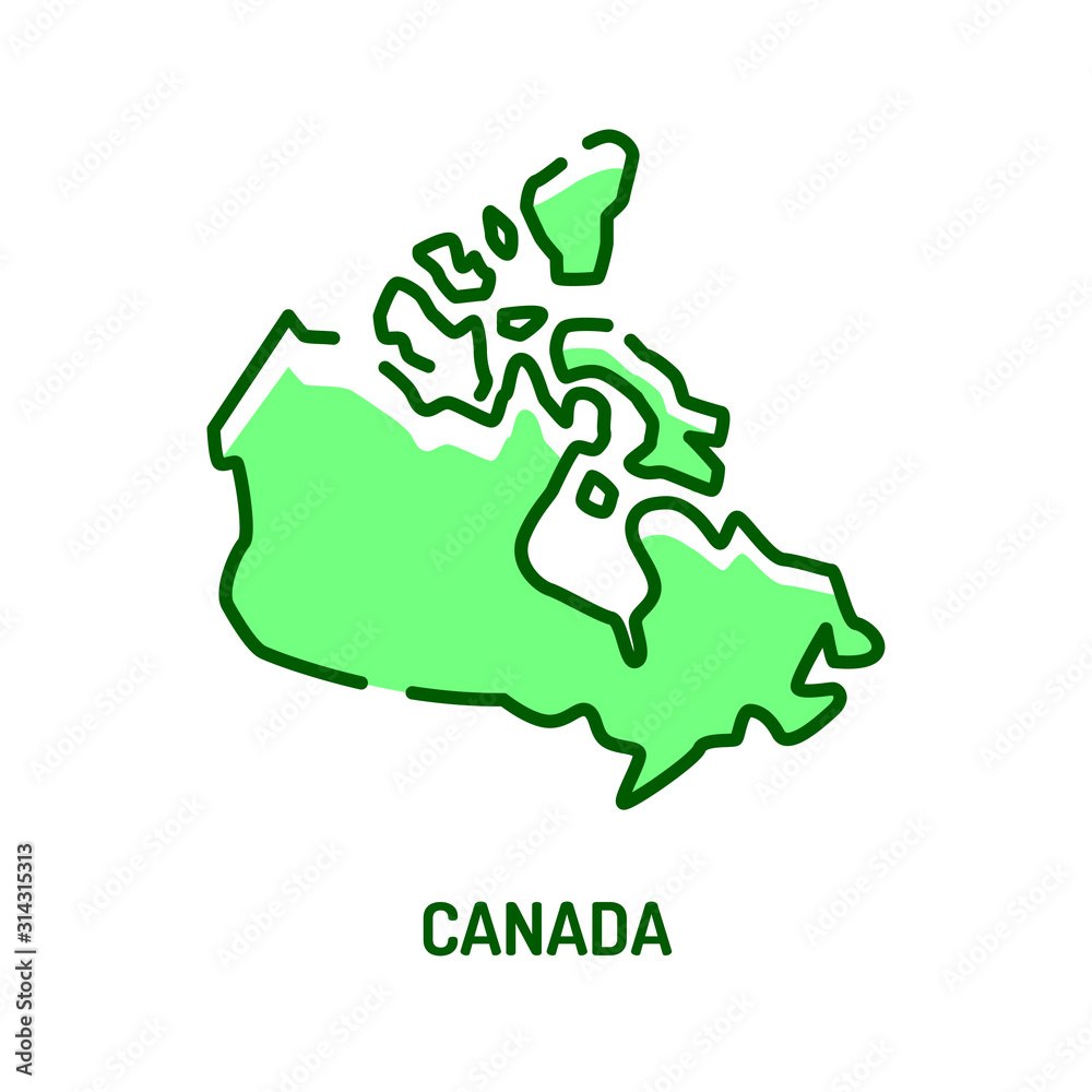 Canada map color line icon. Border of the country. Pictogram for web ...