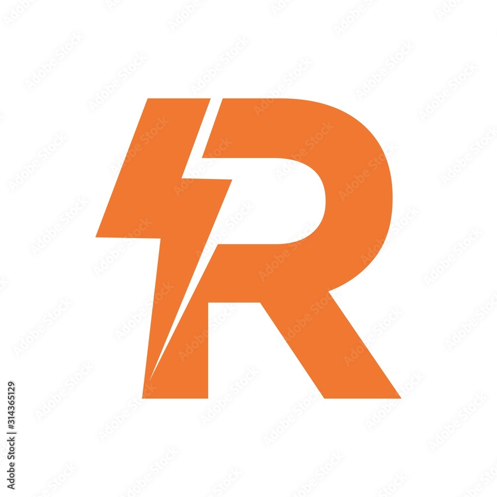 Letter R thunder power shape logo icon. Electrical Icon logo concept ...