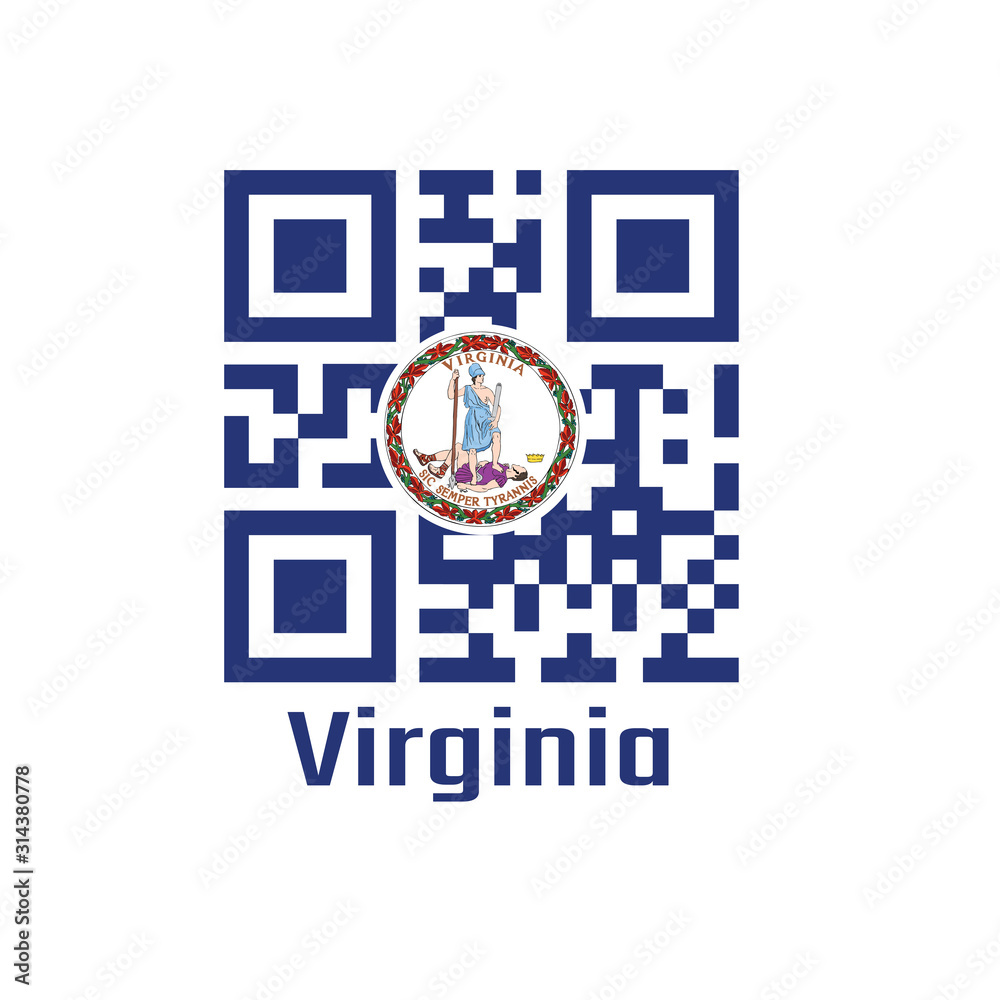 QR code set the color of Virginia flag. Obverse of the Seal of Virginia ...