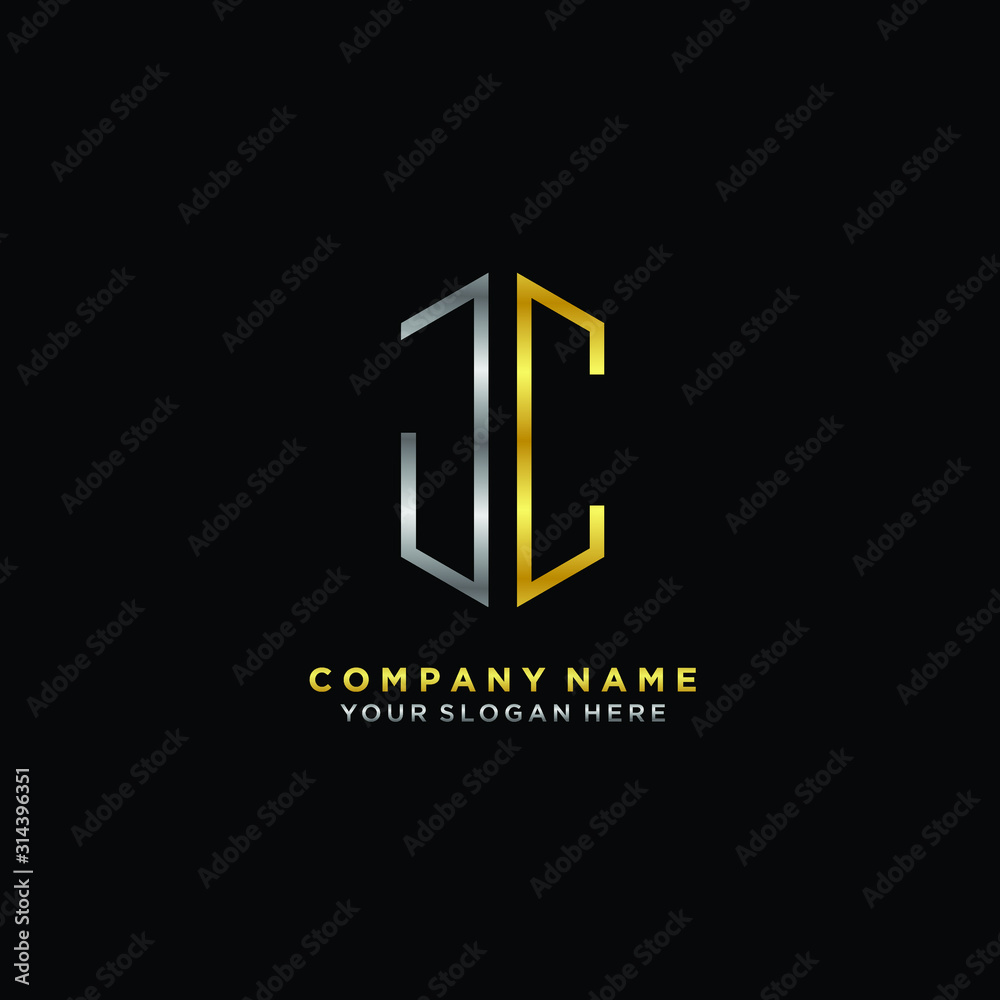 letter JC Minimalist style of gold and silver. luxury minimalist logo ...