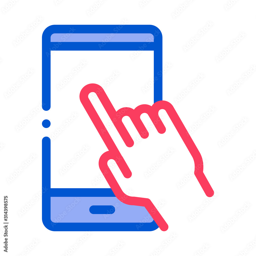 Hand Push Phone Icon Vector. Outline Hand Push Phone Sign. Isolated ...