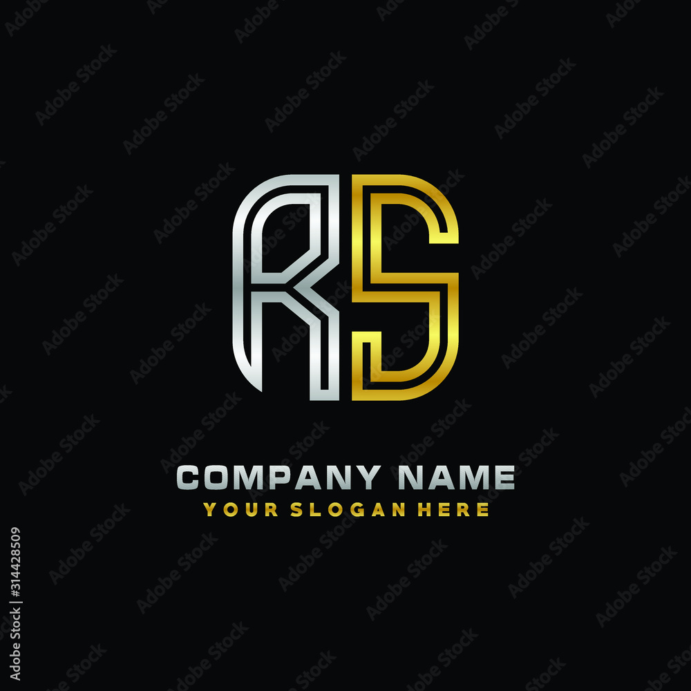 initial letter RS logo Abstract vector minimalist. letter logo gold and ...
