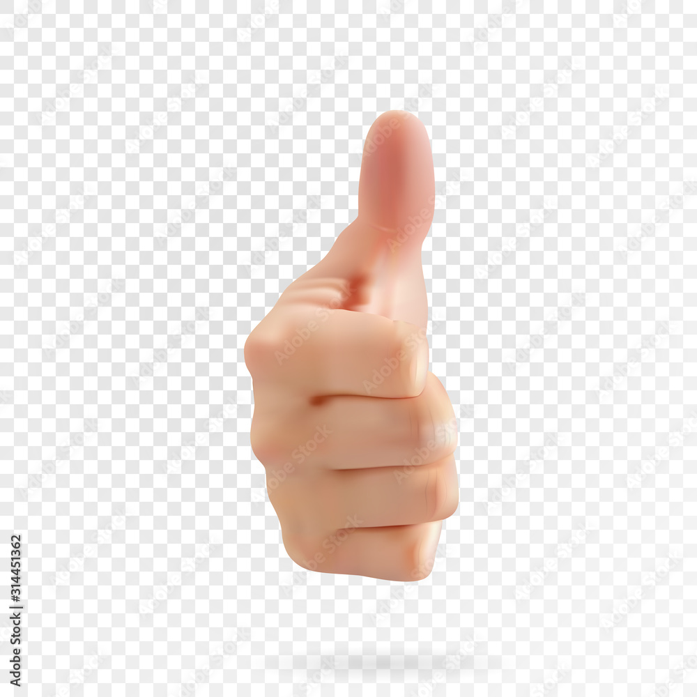 Realistic Hand Showing Thumb Up Gesture Isolated on Transparent ...