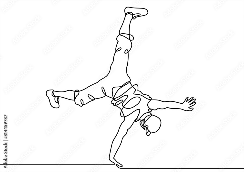 break dancer-continuous one line drawing. Stock Vector | Adobe Stock