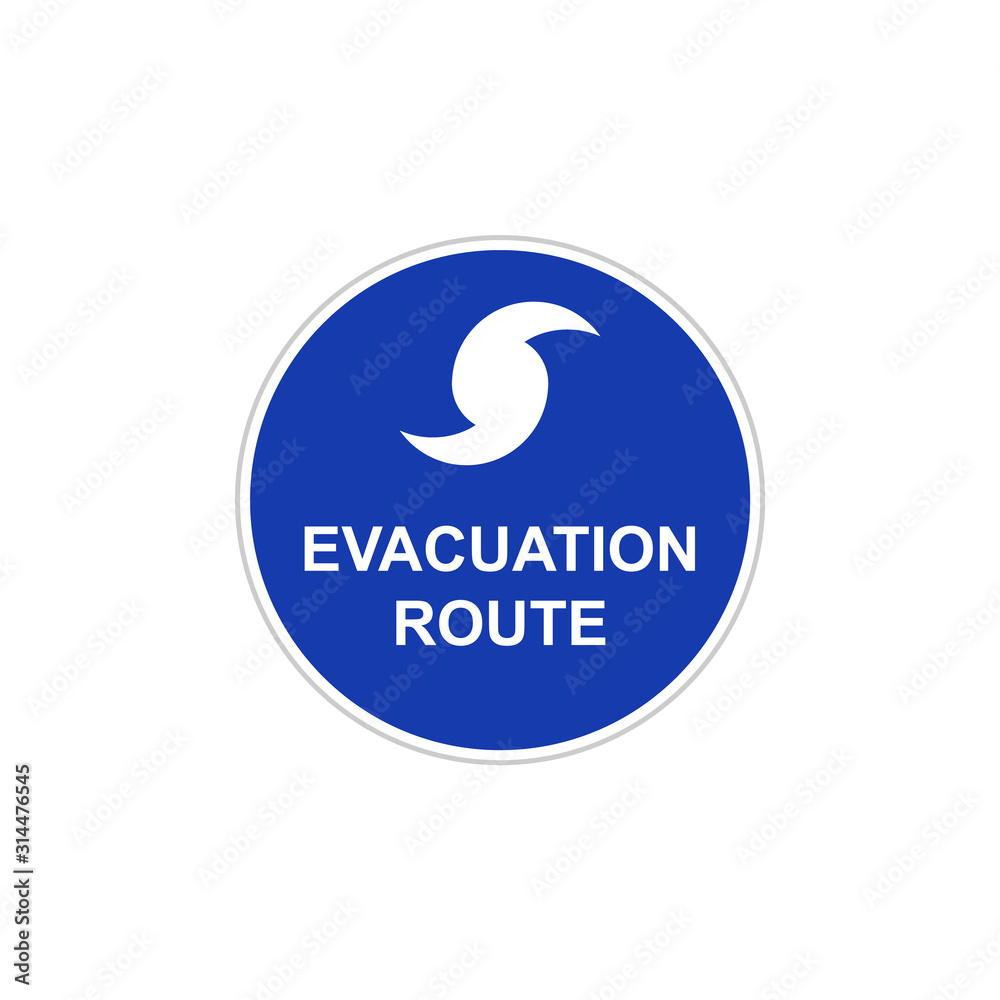 Hurricane Evacuation Route sign icon. Clipart image isolated on white ...