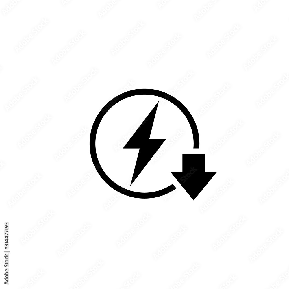 Energy reduction outline icon. Clipart image isolated on white ...