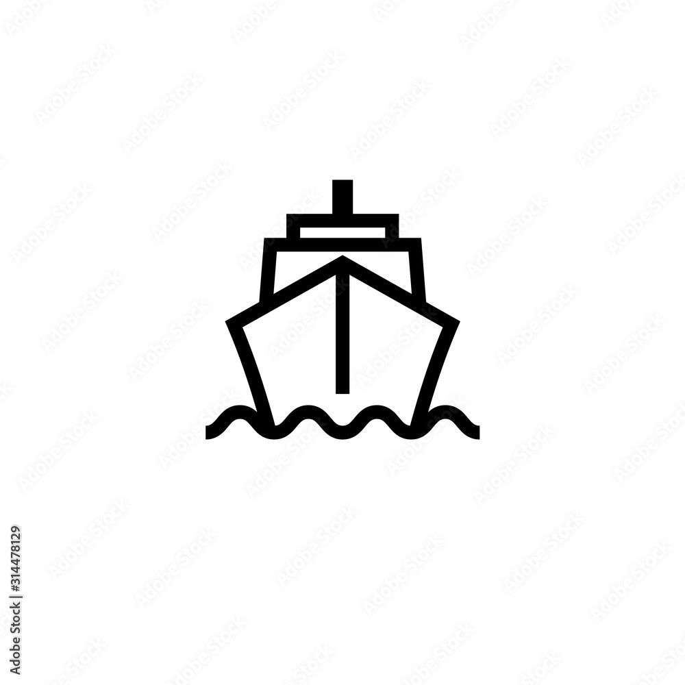 Cruise ship front outline icon. Clipart image isolated on white ...