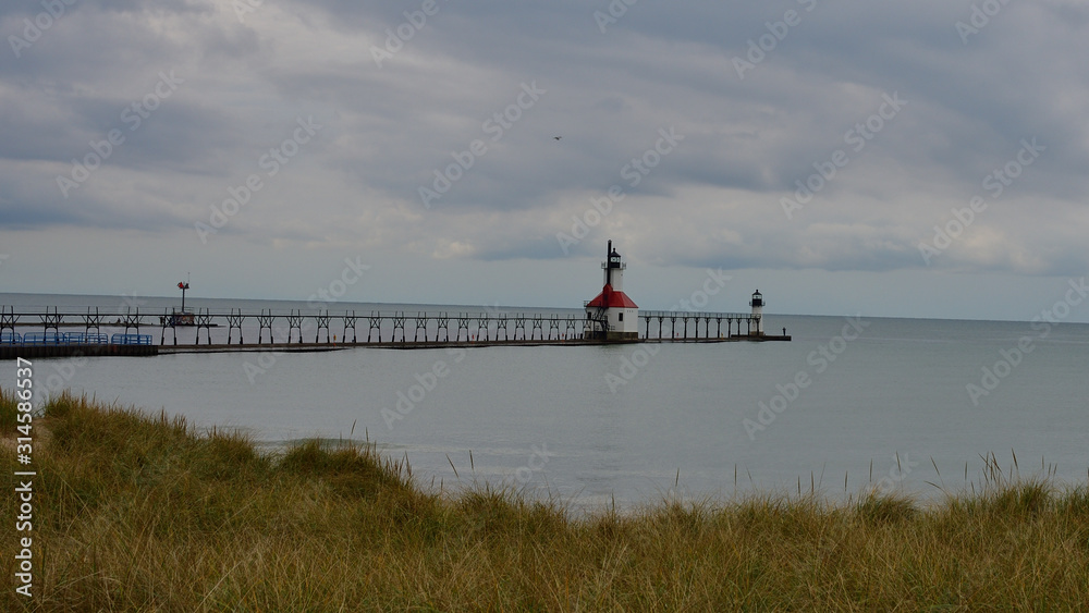Sunrise photo of the St Joseph Michigan North Pier Lighthouse and Lake ...
