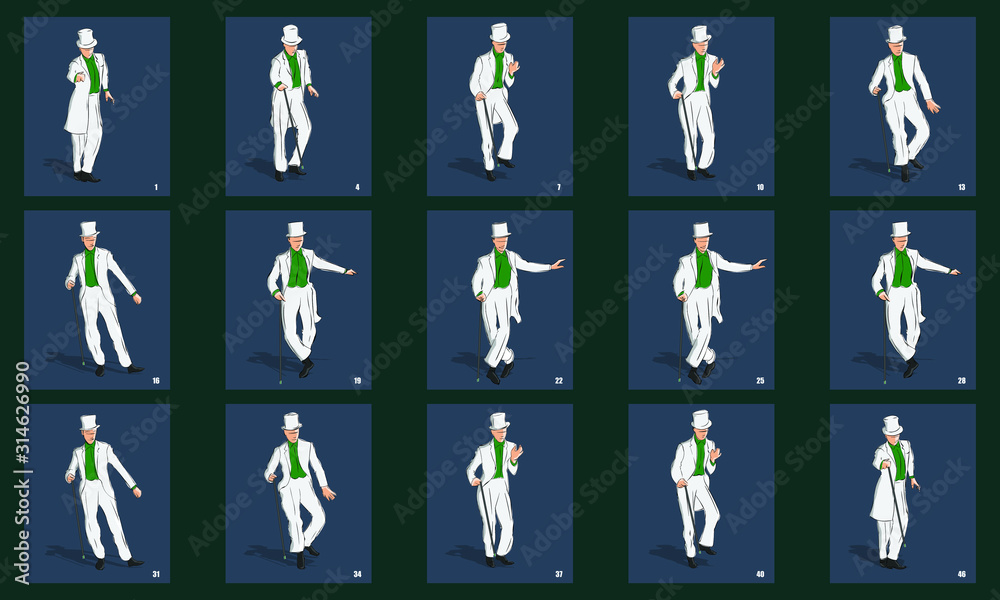 Vector de Stock Gentleman Dancing animation sprite sheet vector ...