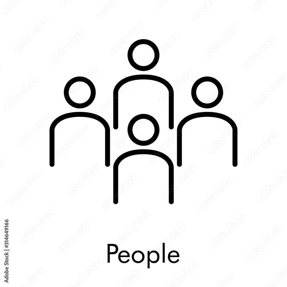 Símbolo trabajo en equipo. Icono plano lineal grupo de gente formando ...