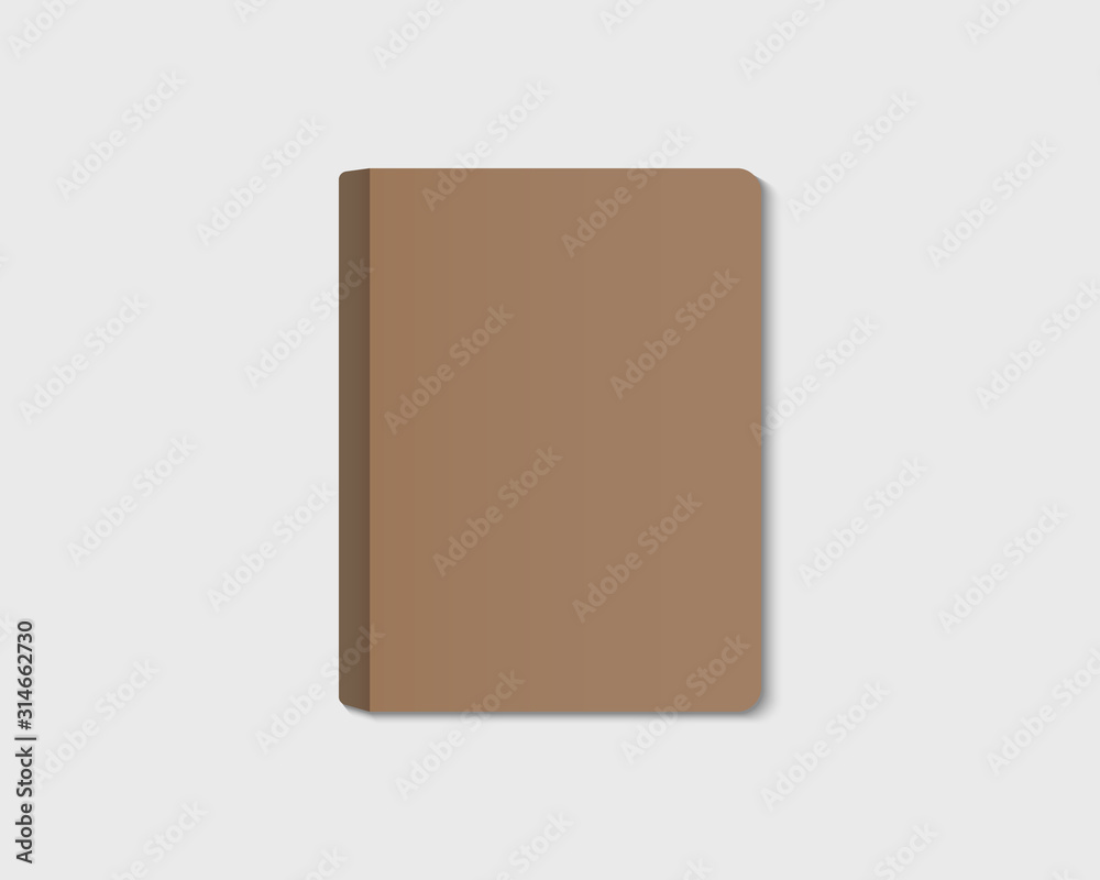 Kraft paper book cover mockup. Blank book cover mockup. Realistic ...