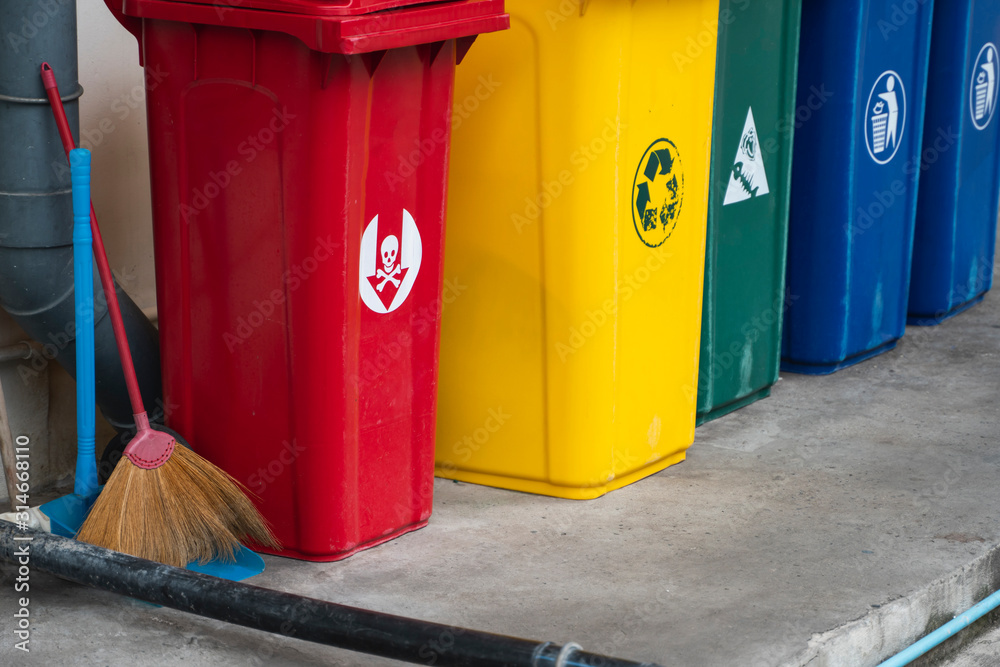 Garbage Trash Bins for collecting a recycle materials. Garbage trash ...
