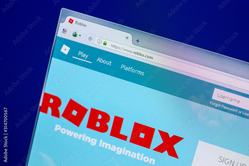 Ryazan, Russia - April 16, 2018 - Homepage of Roblox website on the ...