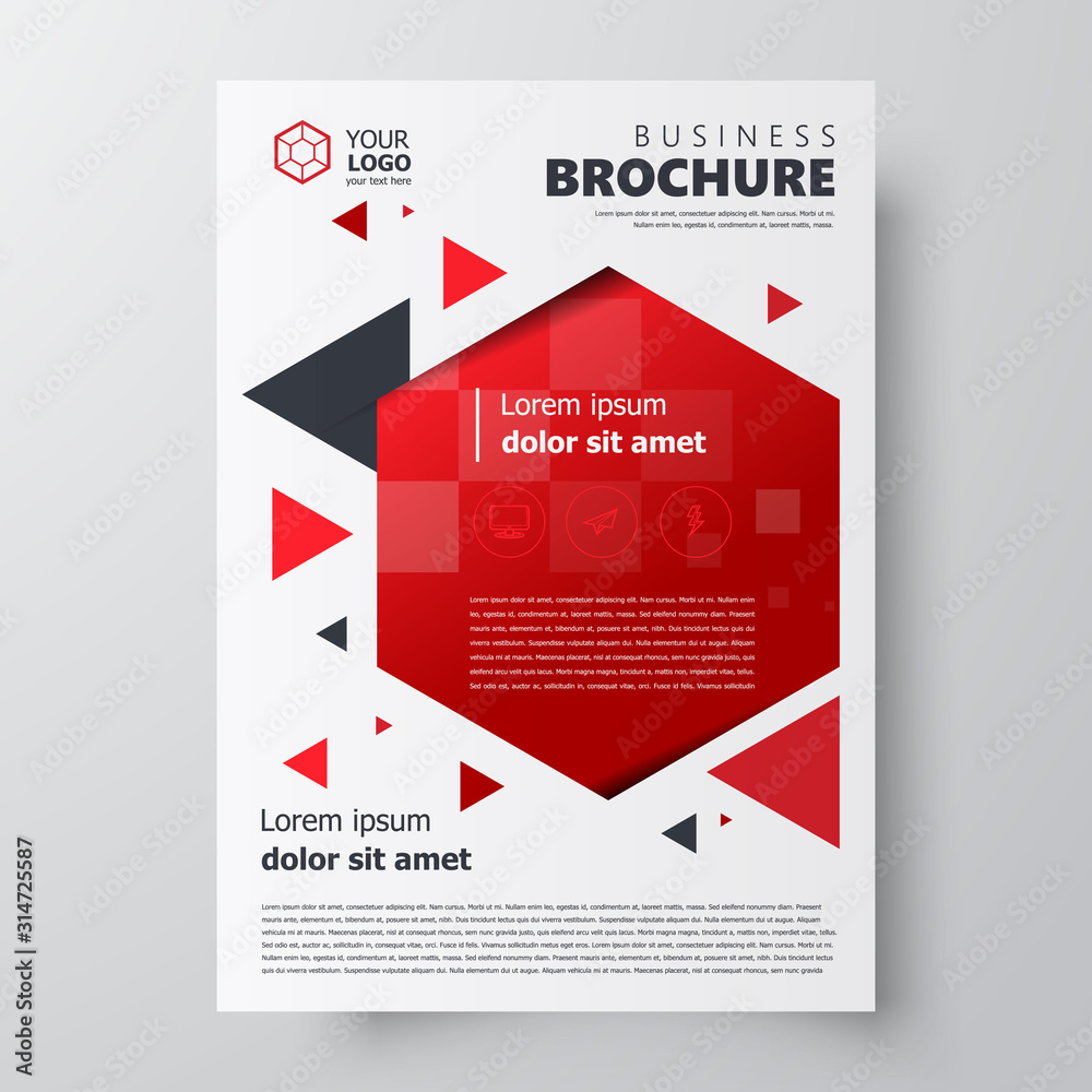 Flyer brochure design template, geometric theme red color Stock Vector ...