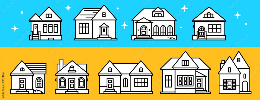 Vector set of illustration with beautiful house on color background ...
