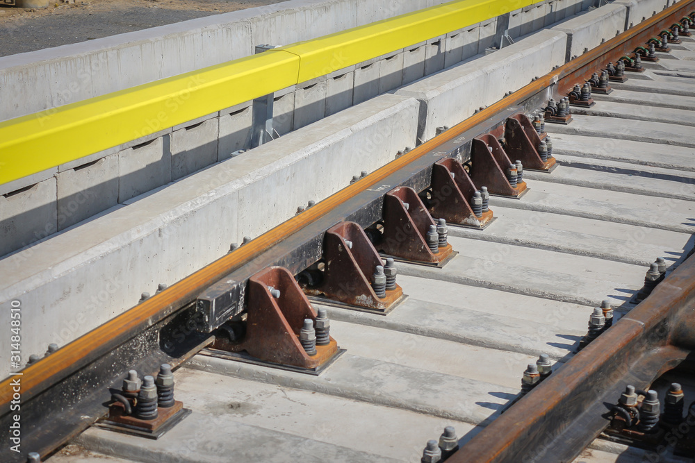 Guard rail for protect train derailment in depot of skytrain Stock ...