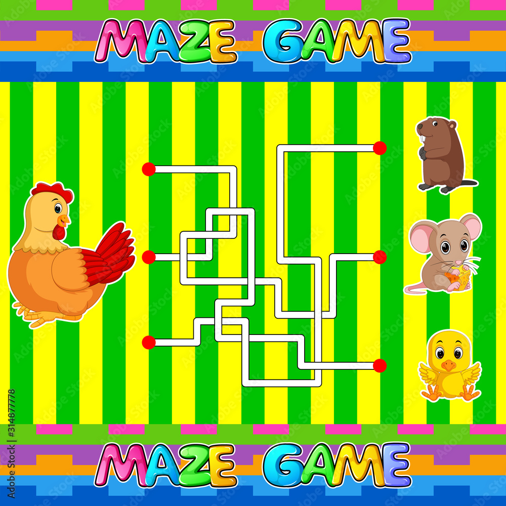 Help hen find the right path to chick. Labyrinth. Maze game for kids of ...