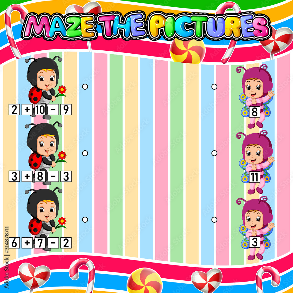 Worksheet with exercises for children on addition and subtraction ...