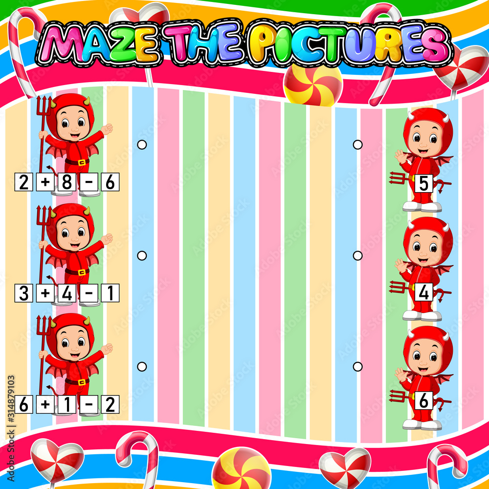 Worksheet with exercises for children on addition and subtraction ...