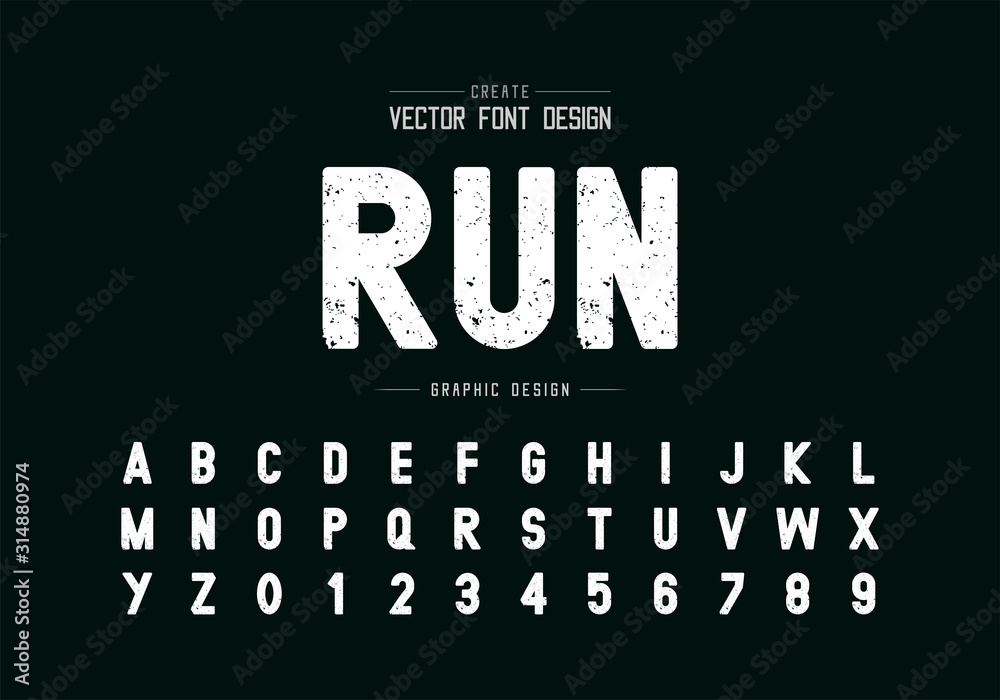 Texture font and alphabet vector, Rough style typeface letter and ...