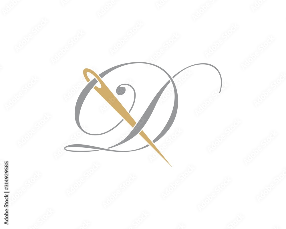 Letter D With Needle Logo Design Template 002 Stock Vector | Adobe Stock