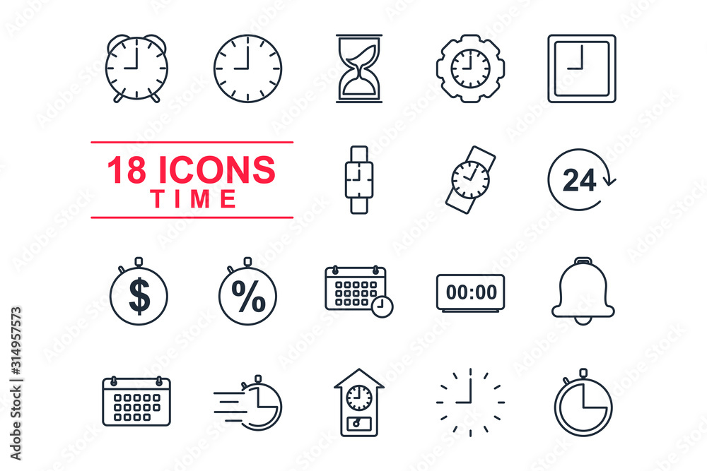 Stock-Vektorgrafik „Set Time icon template color editable. Time pack ...