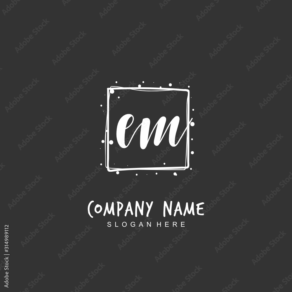 Handwritten initial letter E M EM for identity and logo. Vector logo ...