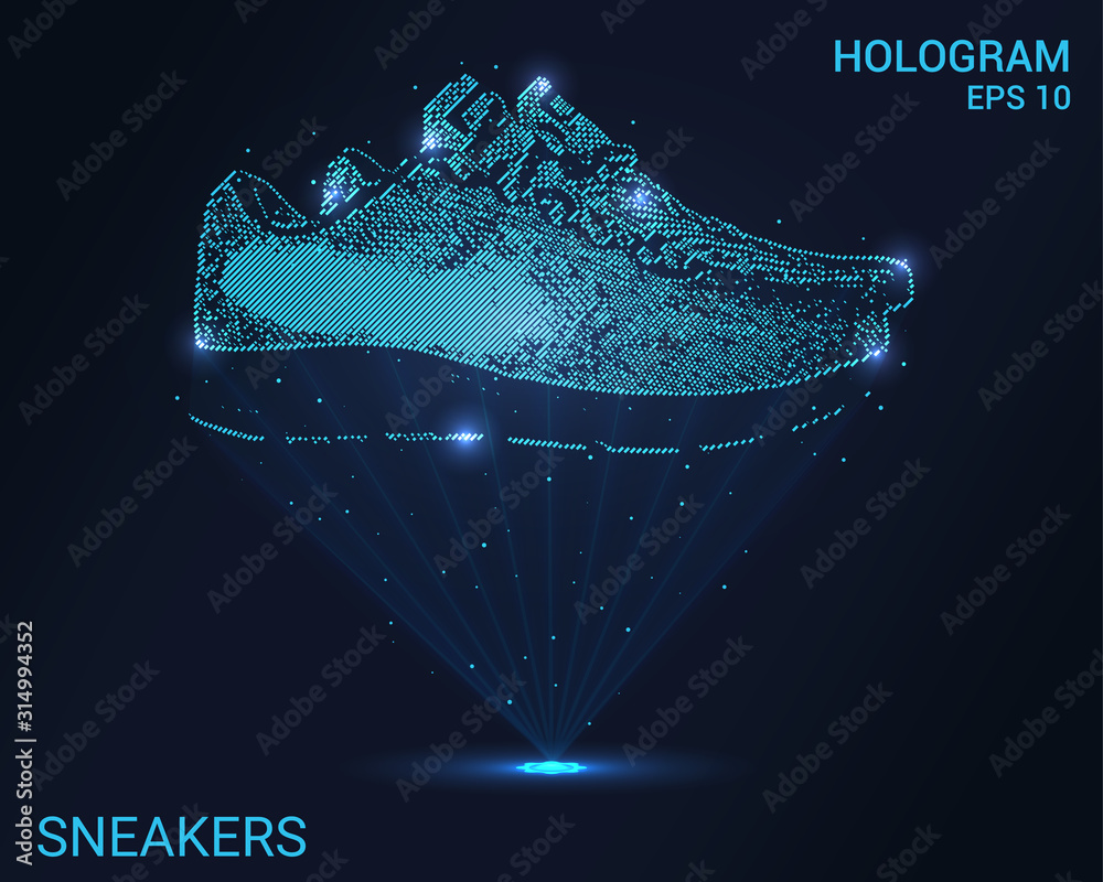 Vector de Stock Hologram sneakers. Holographic projection of the ...