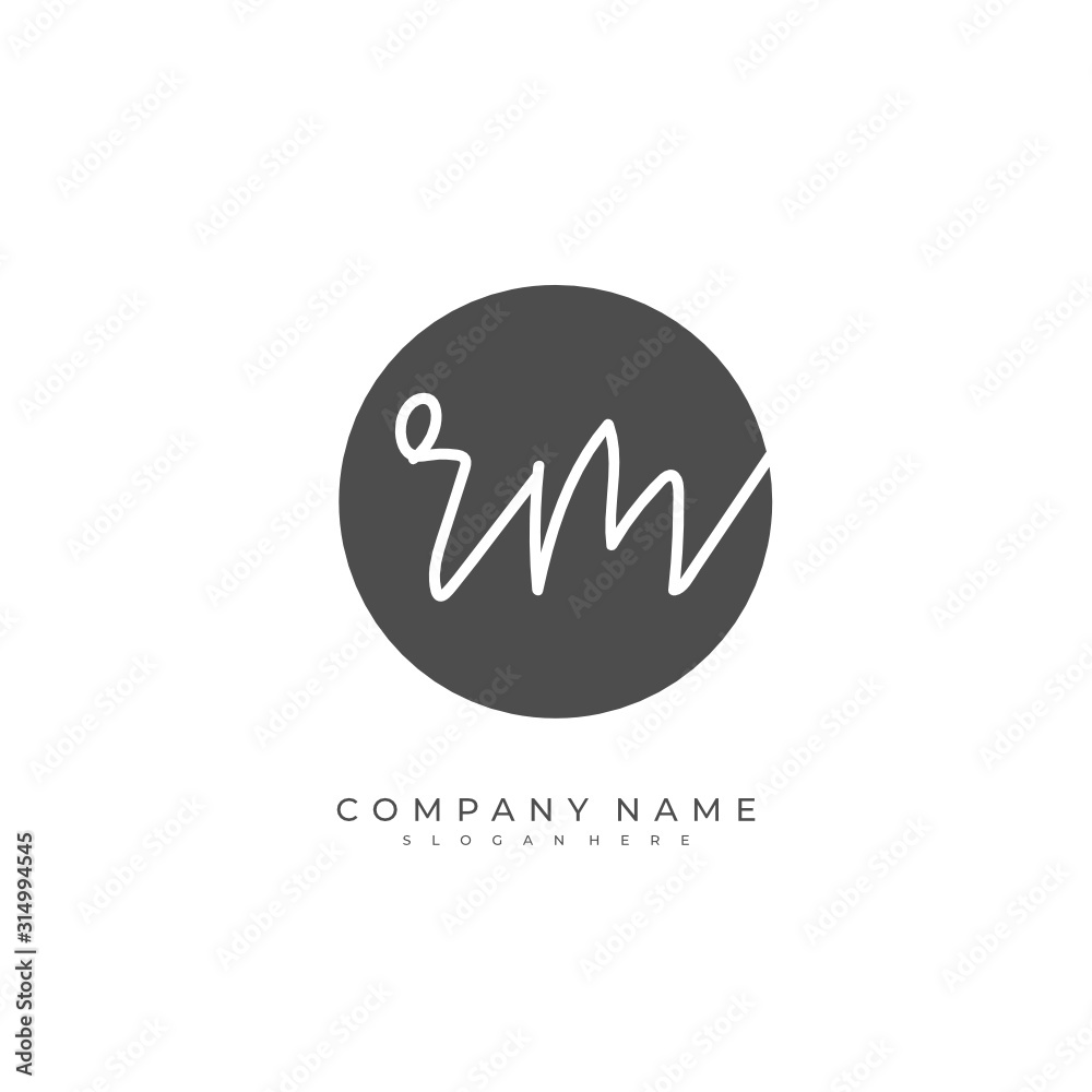 Handwritten initial letter R M RM for identity and logo. Vector logo ...