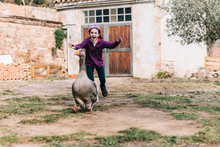 Little Girl Afraid Of Goose Free Stock Photo - Public Domain Pictures