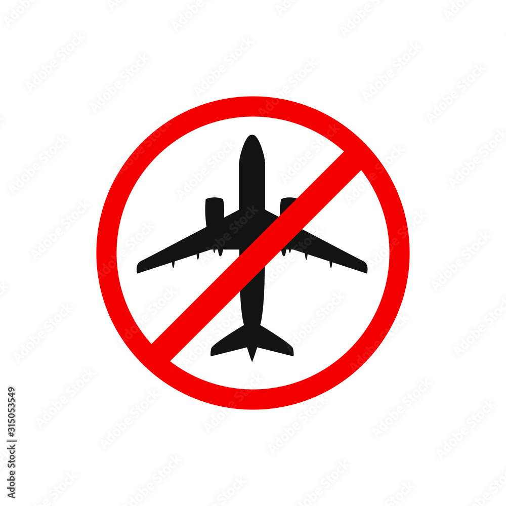 Stock-Vektorgrafik „Ban flying. forbidden sign with airplane glyph icon ...