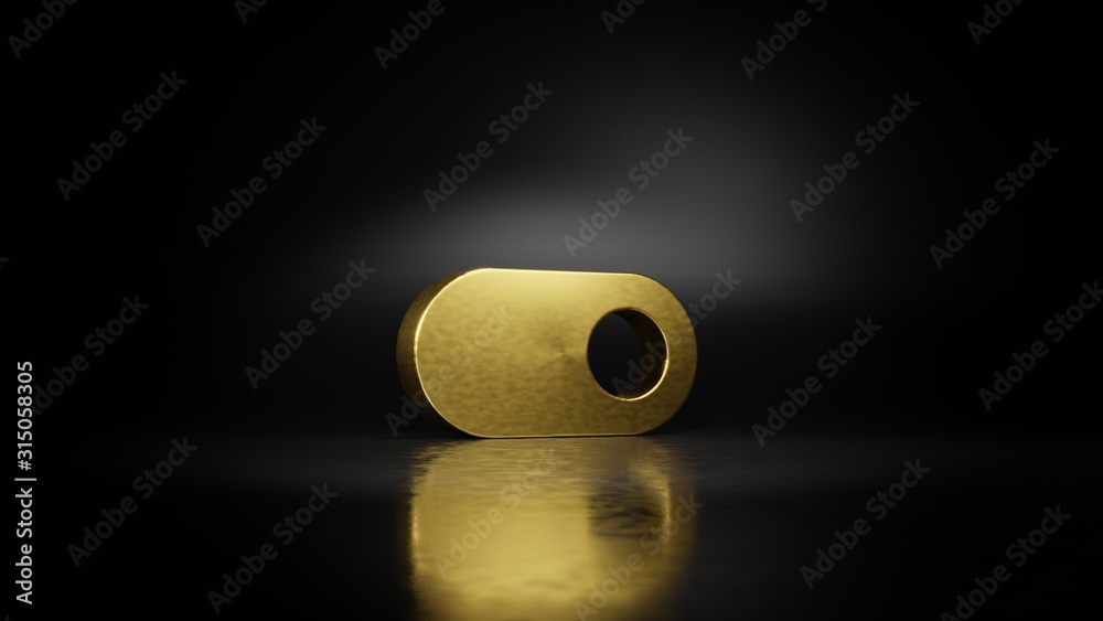 gold metal symbol of multimedia 3D rendering with blurry reflection on ...
