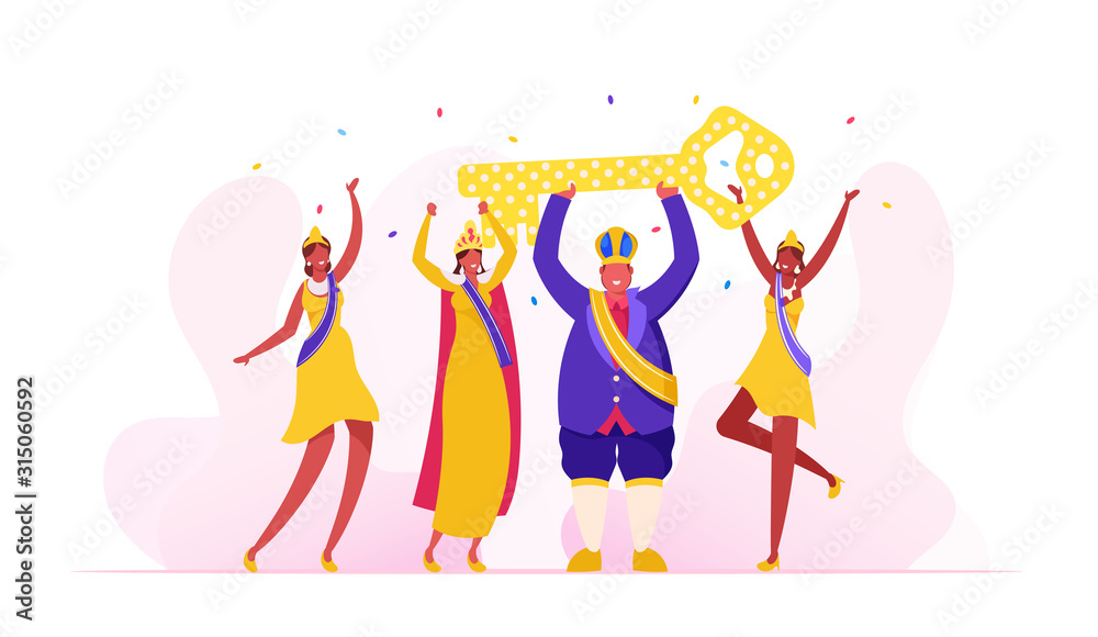 Rio Carnival King Wearing Festive Royal Dressing and Crown Holding Huge ...