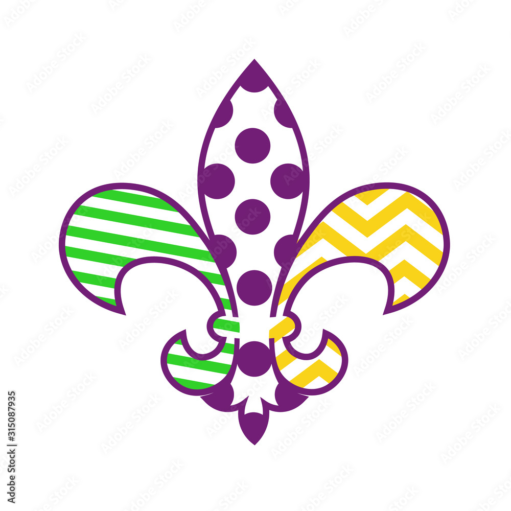 Mardi Gras Fleur De Lis sign svg Joker hat clipart Stock Vector | Adobe ...