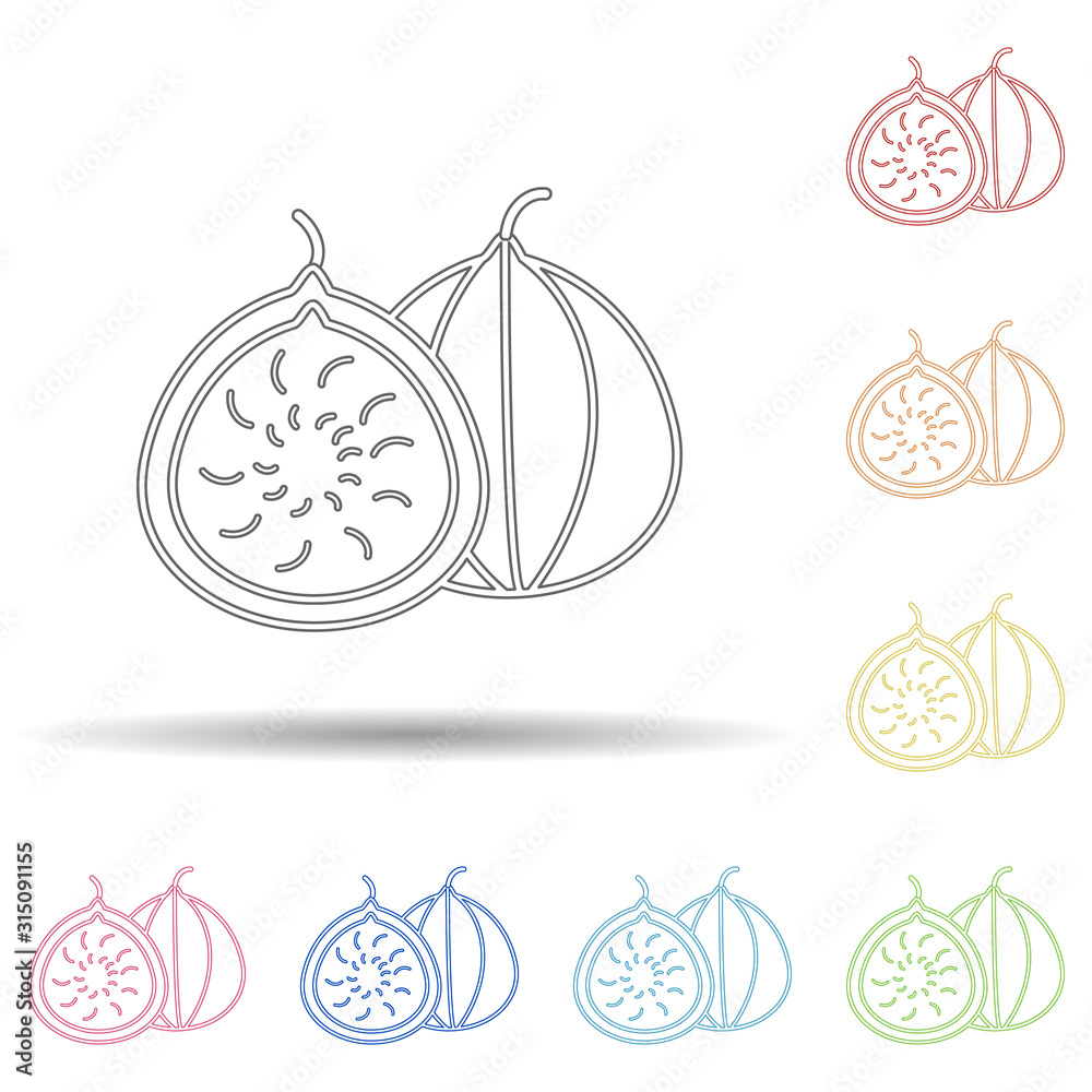 Figs in multi color style icon. Simple thin line, outline vector of ...