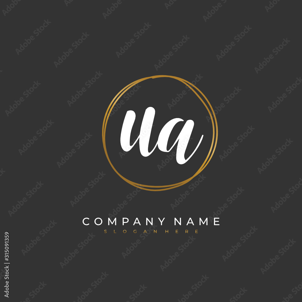 Handwritten initial letter U A UA for identity and logo. Vector logo ...