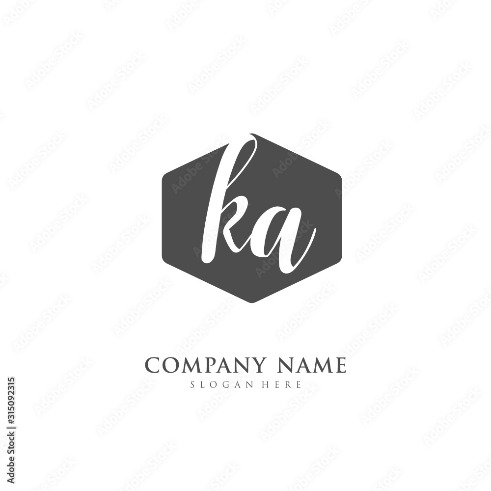 Handwritten initial letter K A KA for identity and logo. Vector logo ...