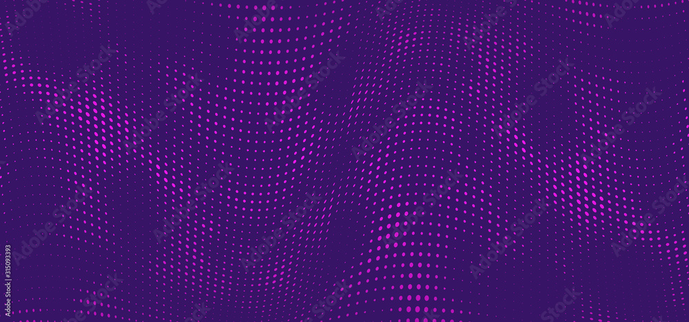 Halftone music wave on purple background. Dotted vibrant texture for ...