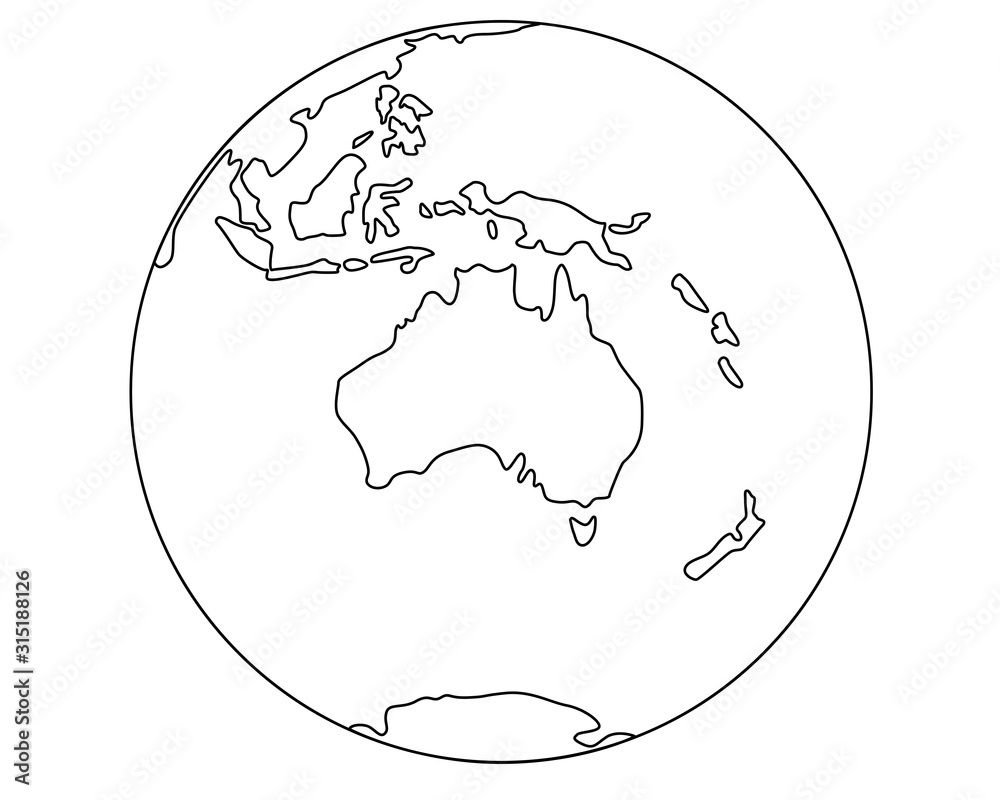Globe with Australia and Oceania. Planet earth - oceans and continents ...