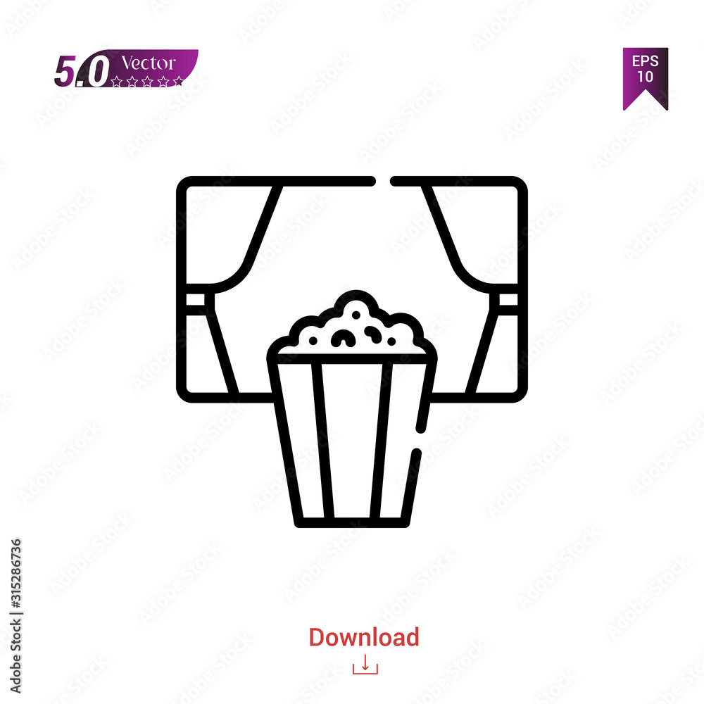 Outline popcorn icon. popcorn icon vector isolated on white background ...