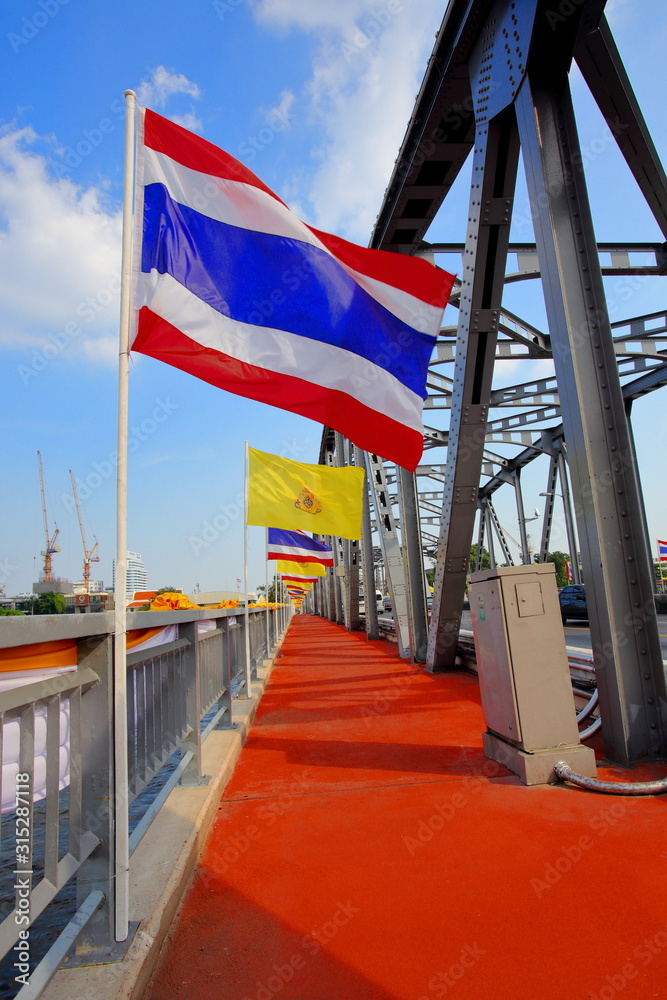 Bangkok decorated the Thai nation flag and the coronation flag of the ...