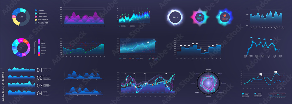 Color dashboard and infographics elements. UI, UX, KIT Admin panel ...