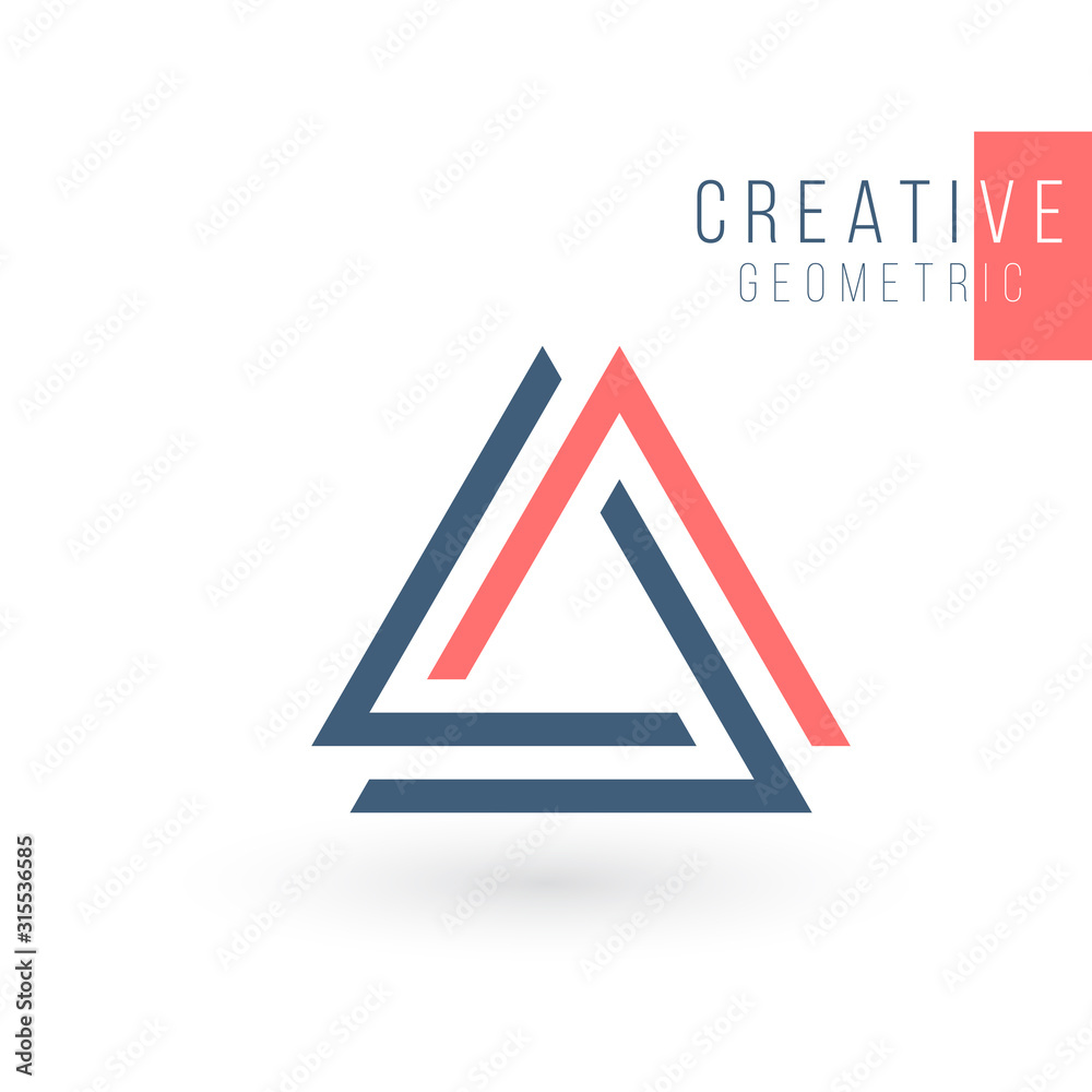 Geometric triangle unity abstract logo design. Technology business ...