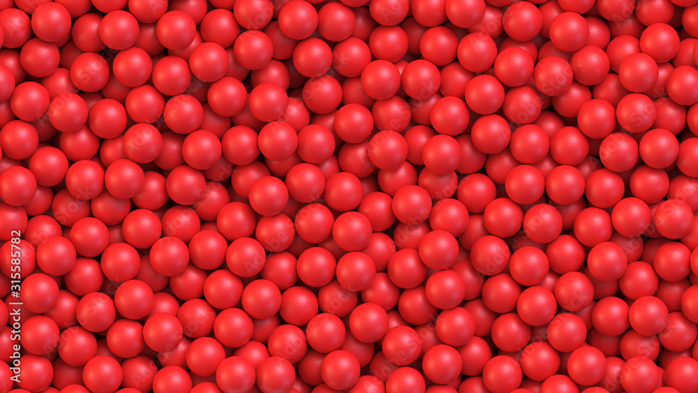 Red balls background. Pile of red toy balls. Realistic vector ...